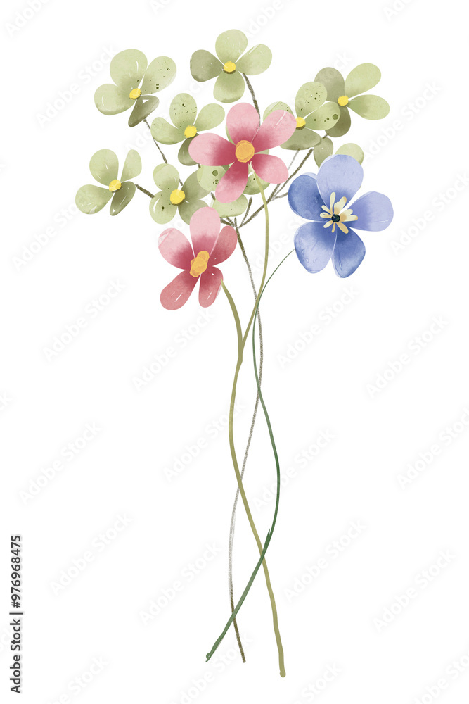 Flowers watercolor, floral clip art. Bouquet perfectly for printing ...