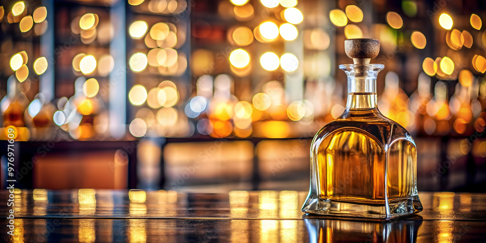 Fine tequila bottle in upscale lounge setting, symbolizing celebration ...
