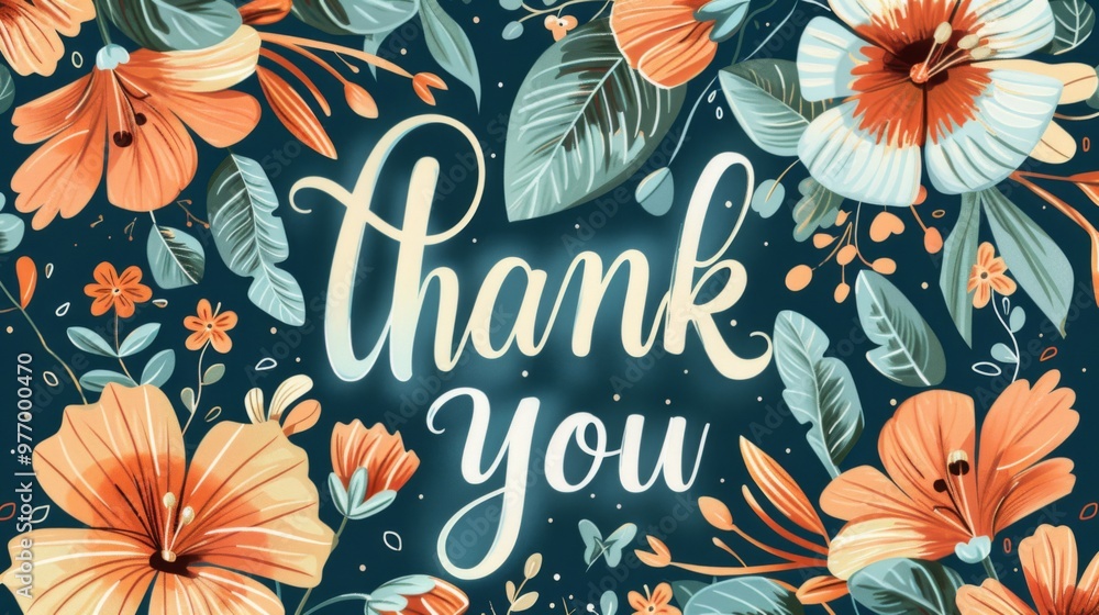 Thank you message card. Elegant floral templates. For flyer, poster ...