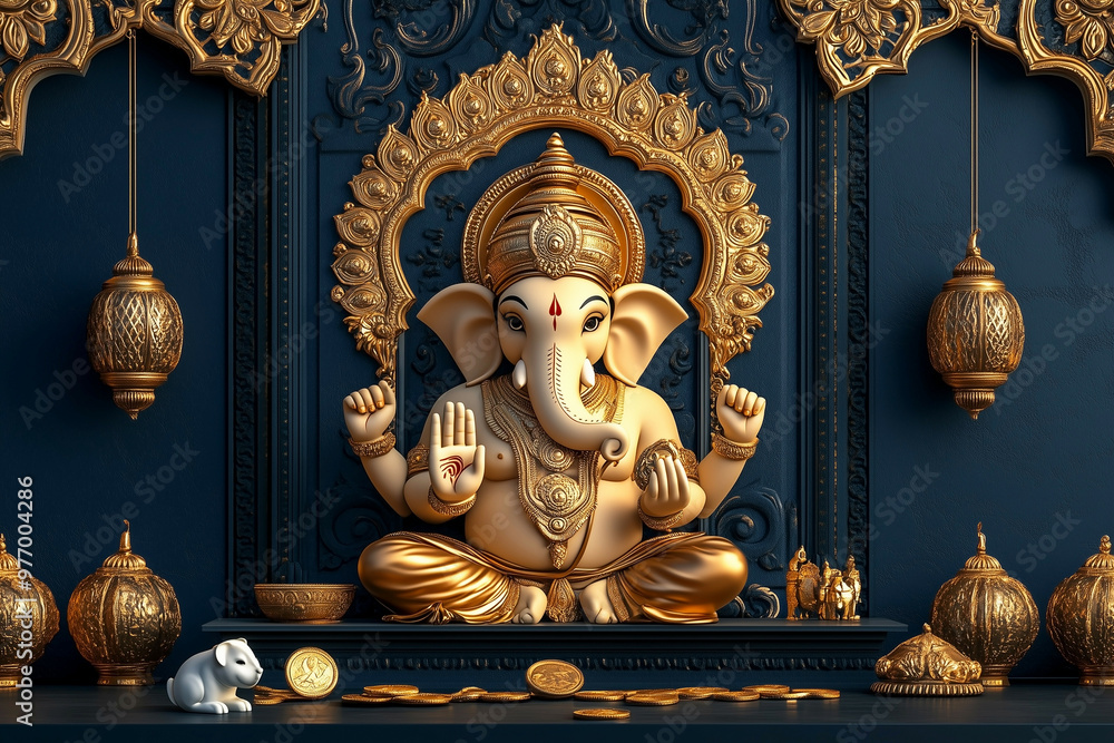 Goddess Ganpati Bappa, Lord Ganesha the God of Wealth, luxury elements ...