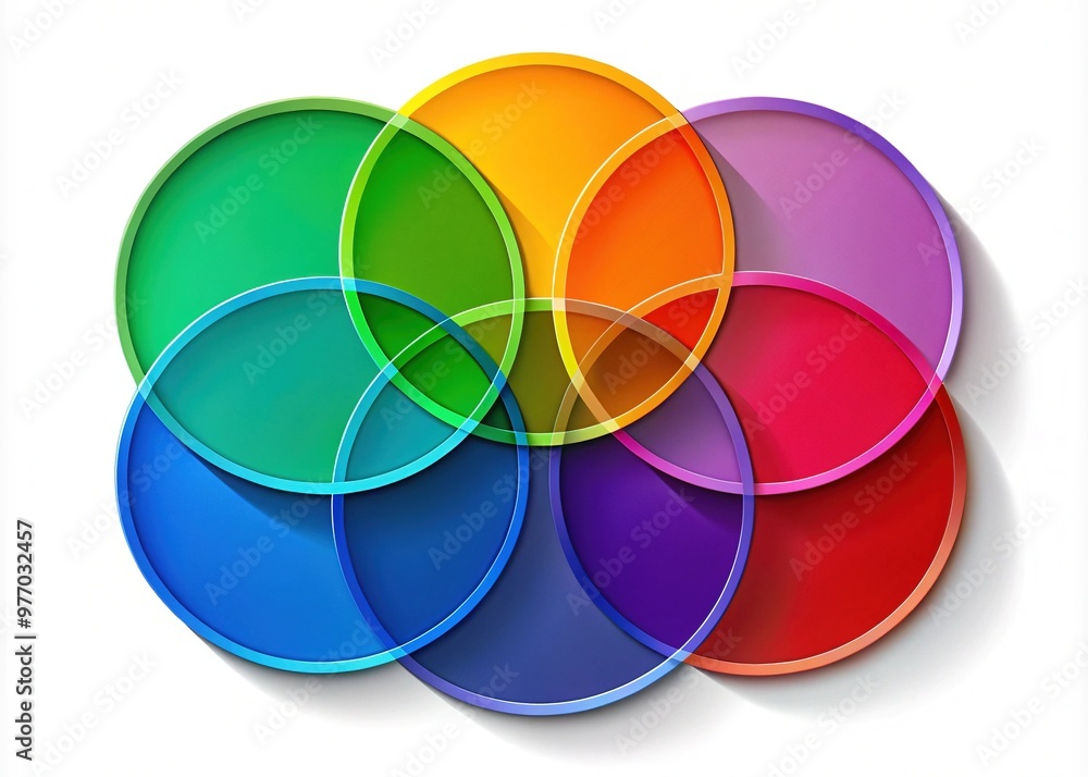 Colorful overlapping circles Illustrating set theory concepts, logic ...