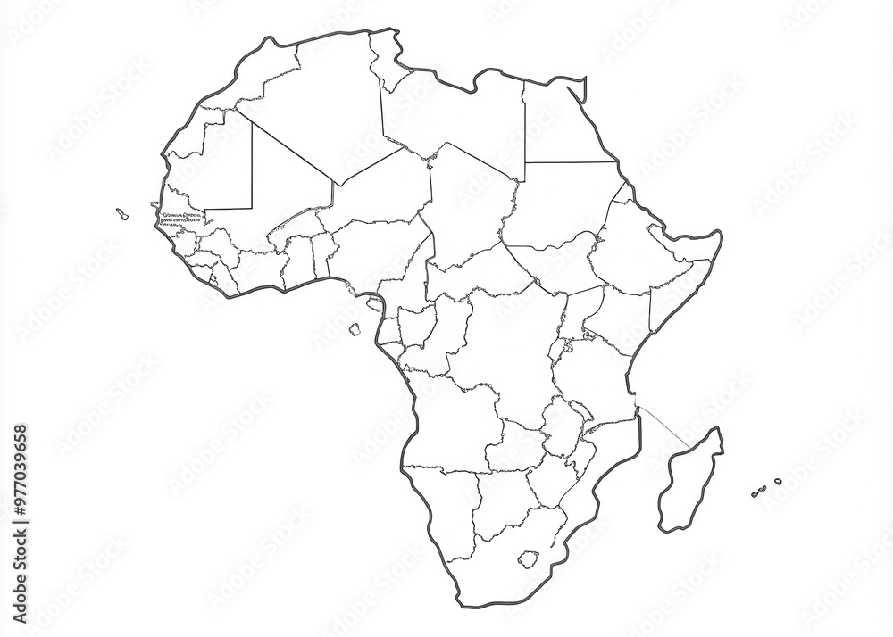 map outline african countries blank template printable PDF Stock ...