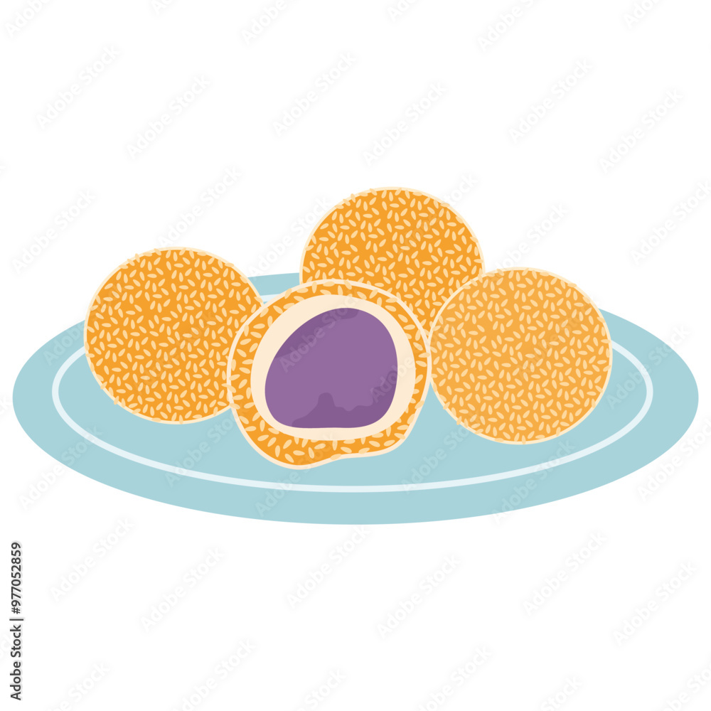 Fried Sticky Rice Balls with Ube Filling (Buchi) filipino flavor Stock ...