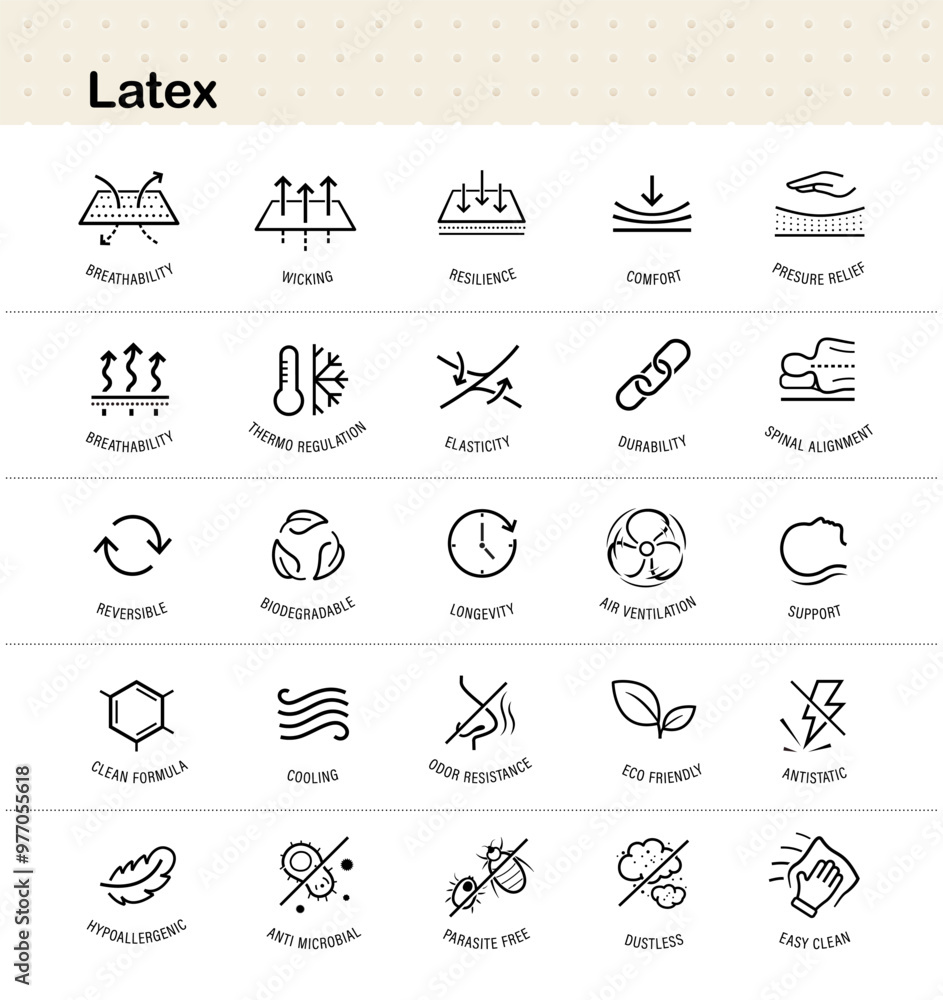 Latex material icon set. The outline icons are well scalable and ...