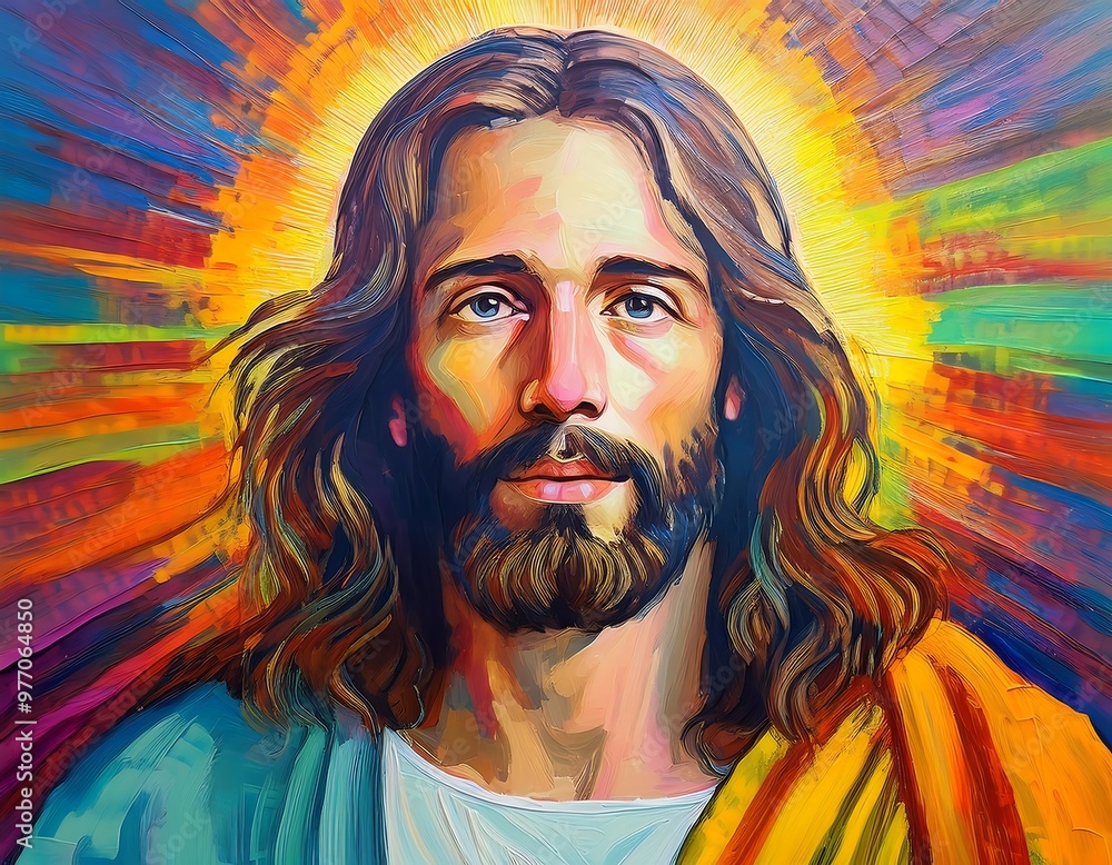 Jesus Christ, the savior of mankind and the son of God, stock portrait ...