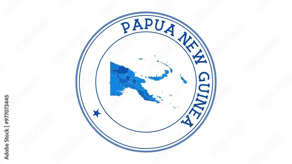 Papua New Guinea intro. Badge with the circular name and map of country ...