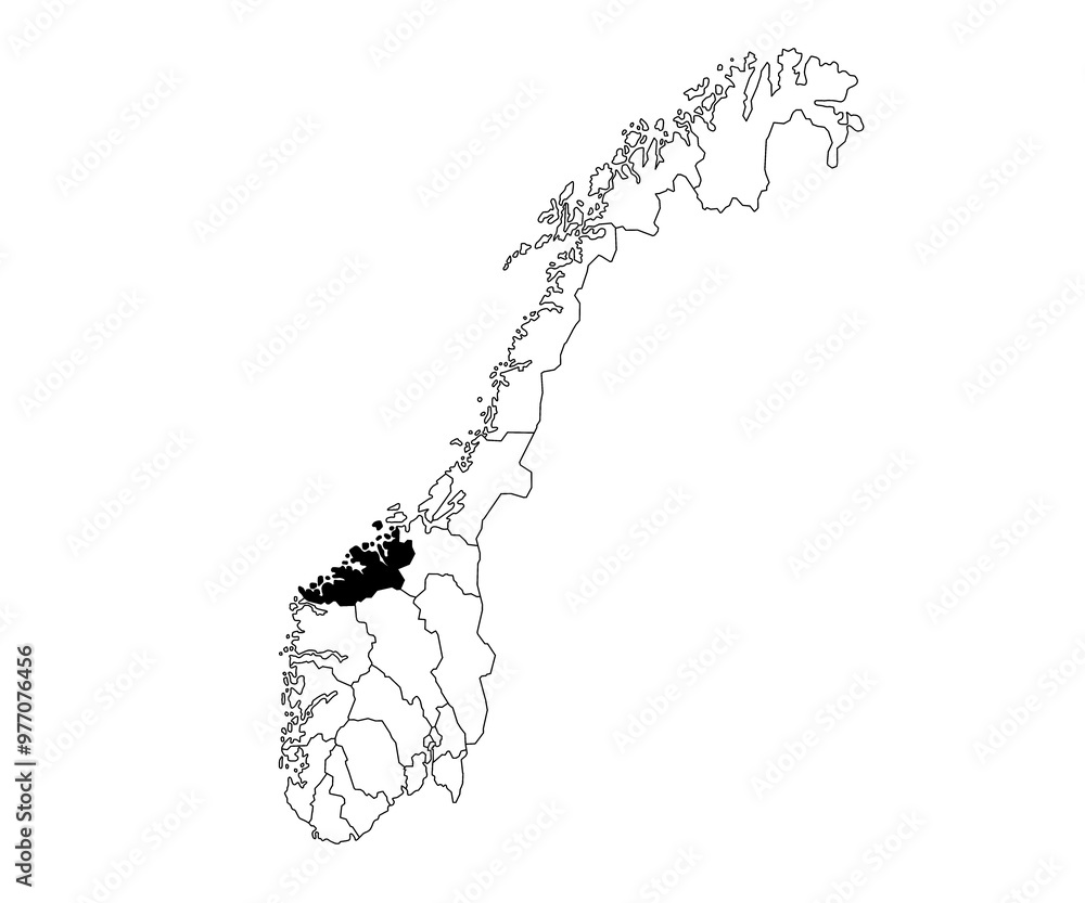 Map of more og romsdal County in Norway country on white background ...