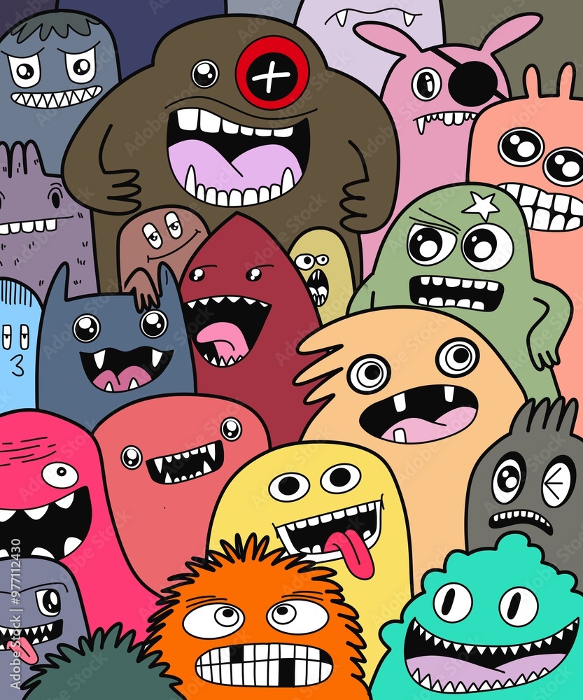 Photo & Art Print Hand-drawn illustrations, monsters doodle, Hand Drawn ...