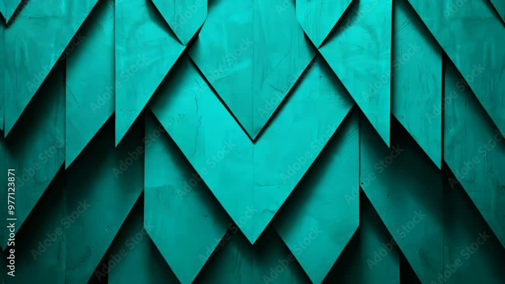 A vibrant turquoise background with overlapping triangular panels ...