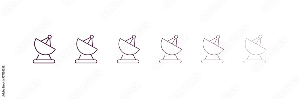 radar pointing up outline icon. Linear vector from astronomy concept. 6 different line style ...
