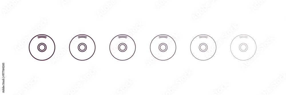 dvd outline icon. Linear vector from cinema concept. 6 different line style dvd icon included ...