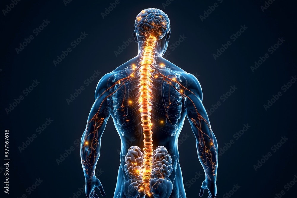 Detailed representation of the human endocrine system, photorealistic ...