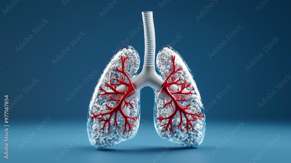 Detailed representation of the human respiratory system, photorealistic ...