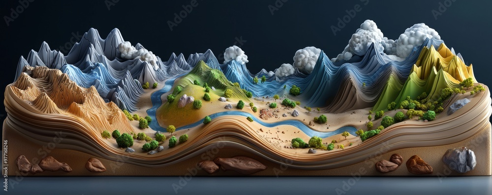 Illustration of the geological formation of mountains, high-quality ...