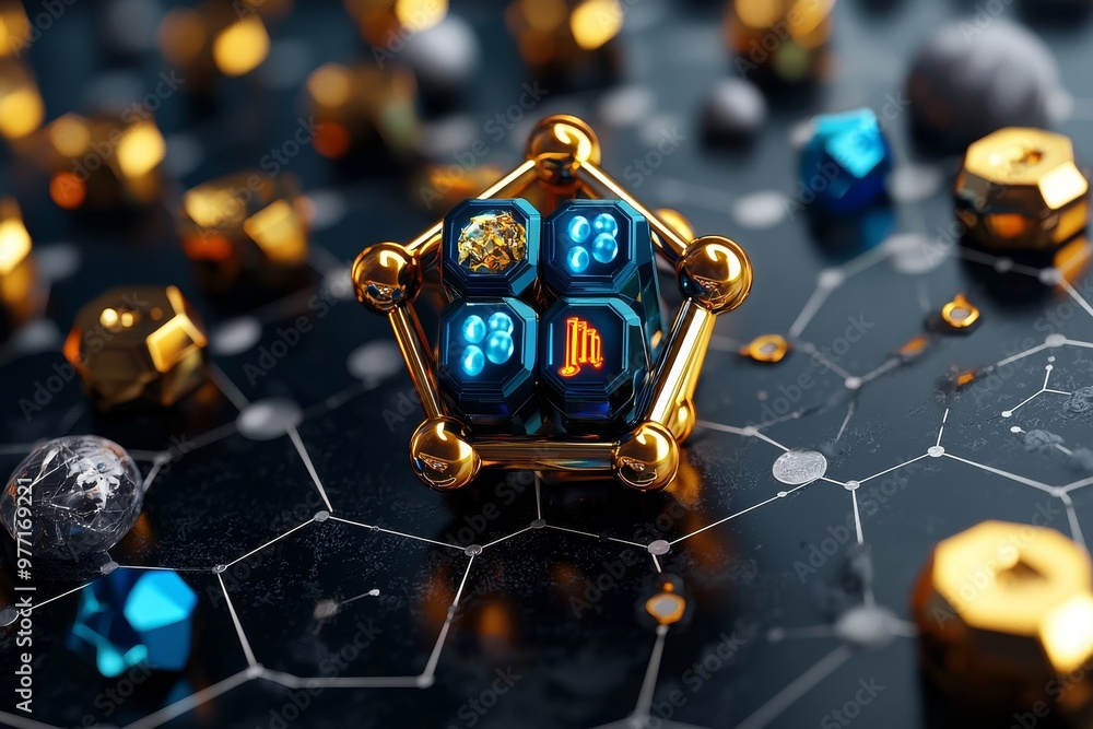 Schematic illustration of the periodic table, realistic, chemical ...