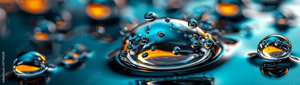 Schematic representation of the water molecule, photorealistic ...