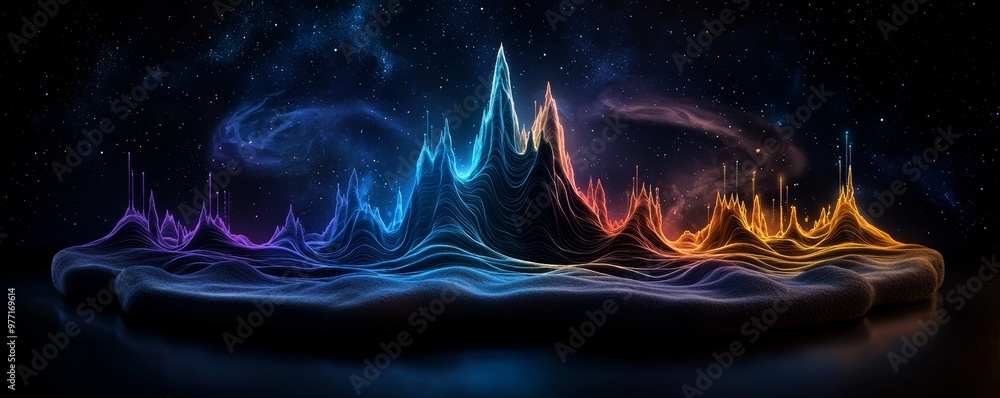 Visual depiction of the electromagnetic spectrum, realistic, visible ...
