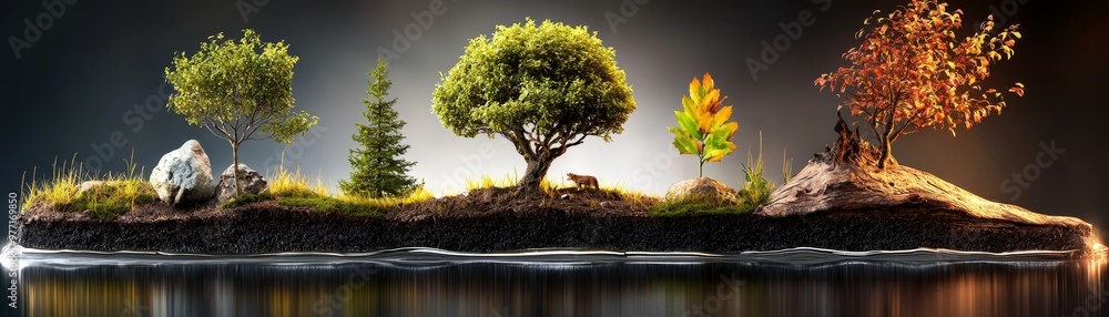 Visualization of the process of ecological succession, realistic ...