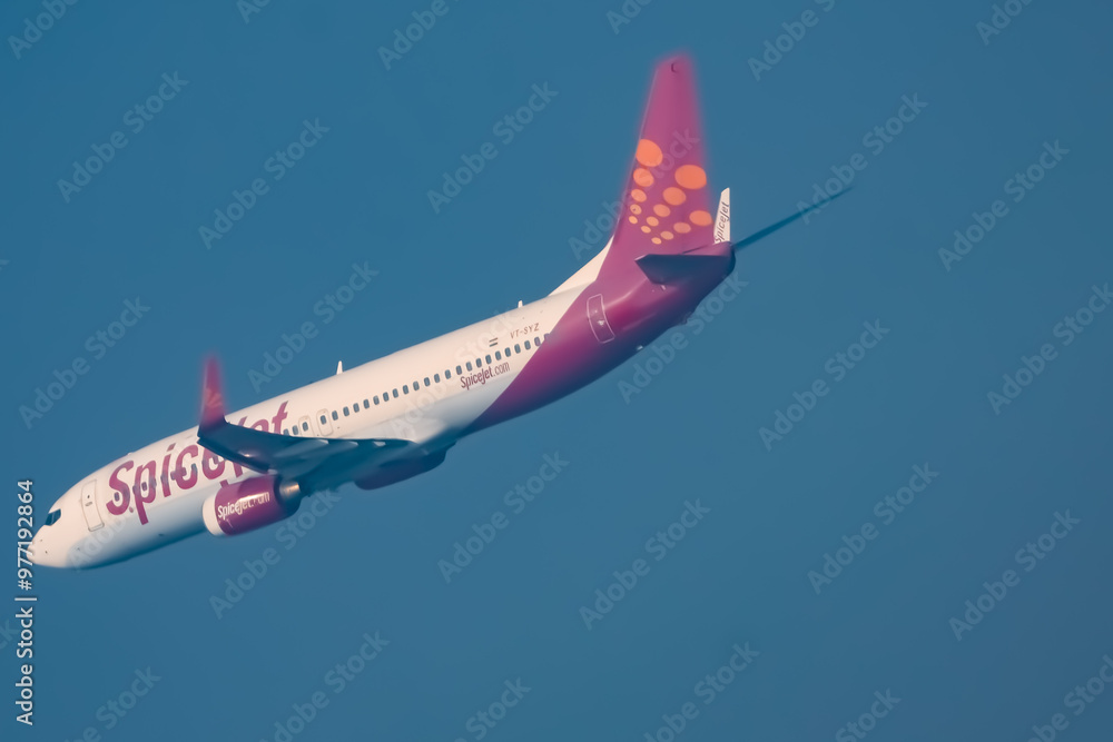 New Delhi, India, June 10 2024 - Spicejet Airbus A320 take off from ...