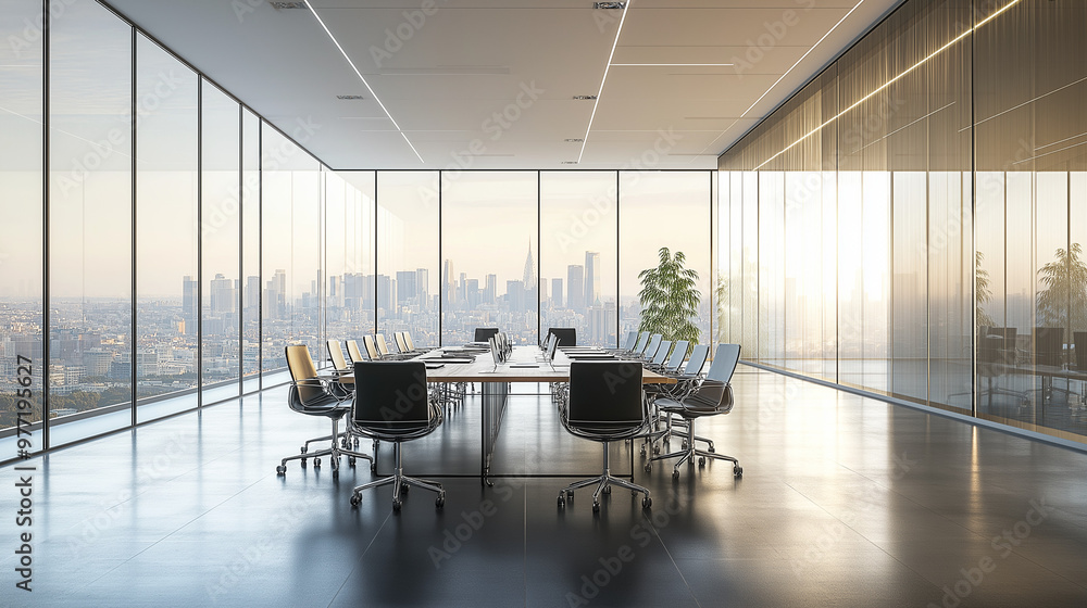 general meeting room on the office building. meeting desk empty view ...