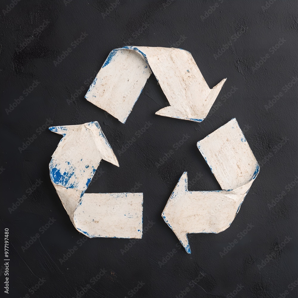 Universal recycling symbol on dark background. Icon of sustainability ...