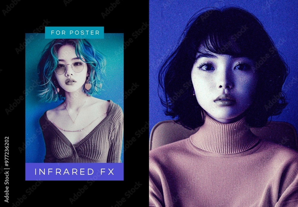 Infrared Poster Photo Effect Mockup Stock Template | Adobe Stock
