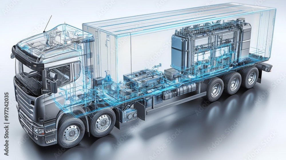 diagram of a hydrogen fuel cell electric truck. The diagram should show ...