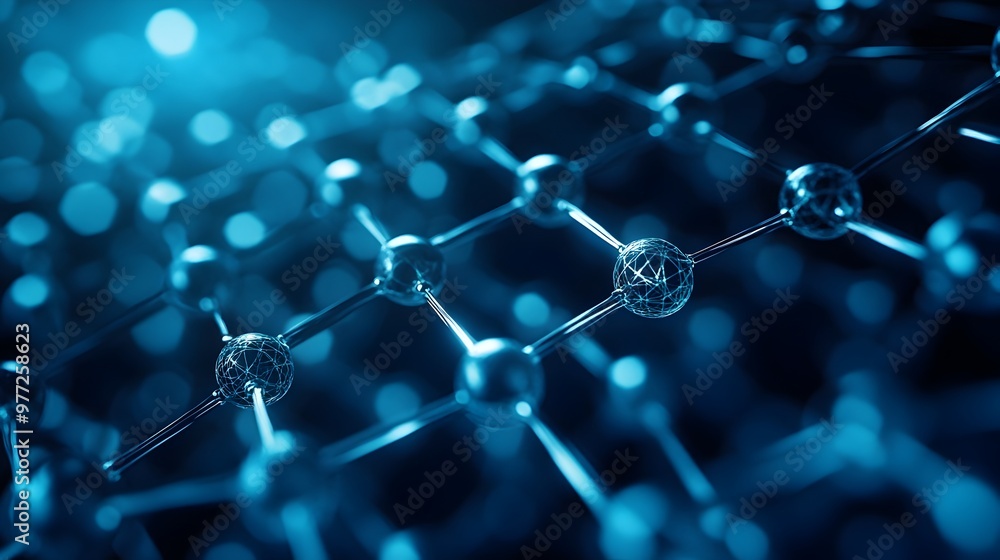 Futuristic Graphene Atomic Structure Overlays Technology Background ...