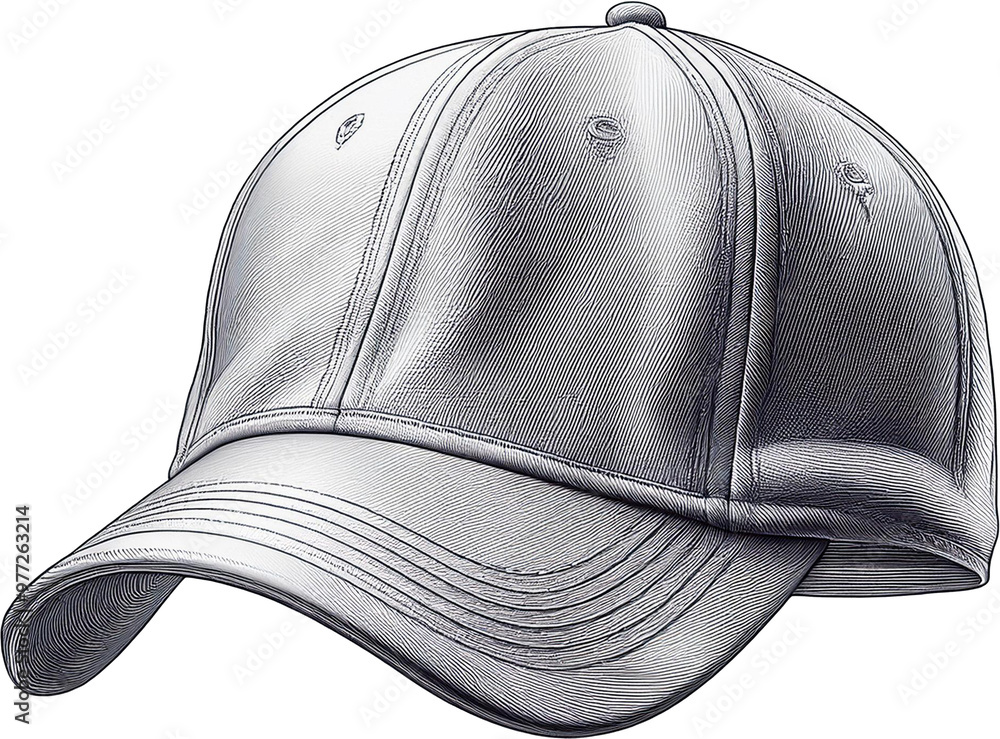Ilustração de boné, ,chapéu, estilo desenho a lápis. Render 3D. Fundo ...