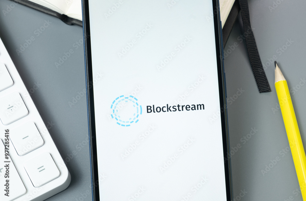 New York, USA - 30 August 2024: Blockstream Logo on Phone Screen ...