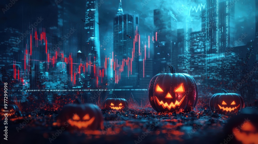 Photo & Art Print Spooky Stock Market Trends: Halloween-Themed Charts ...