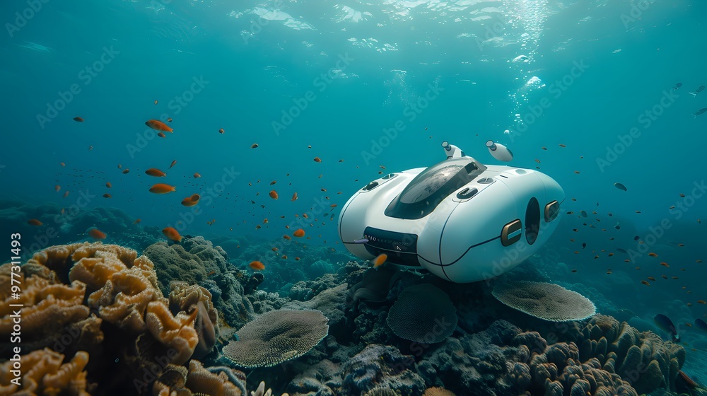 Photo & Art Print Underwater Exploration Robot: A sleek underwater ...