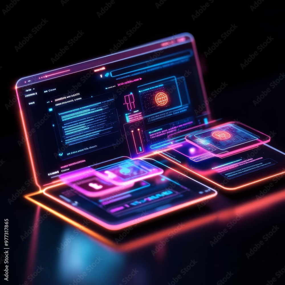 AI-driven UI style guide editors, glowing holograms, advanced design ...