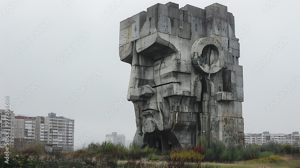 Abandoned Soviet-era monument, brutalist sculpture: A towering ...