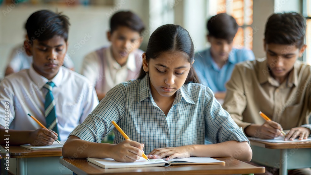 Indian Students Taking Test – Students engaged in an examination in a ...