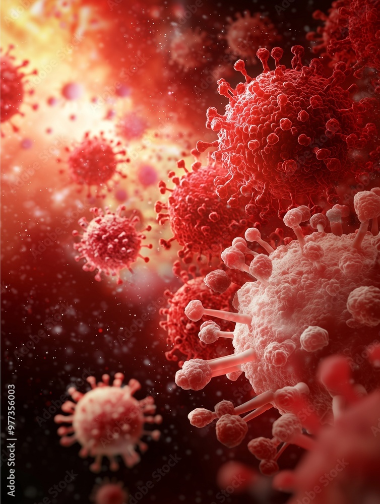 3D Concept showing model of MERS, HIV, flu, Mycobacterium tuberculosis ...