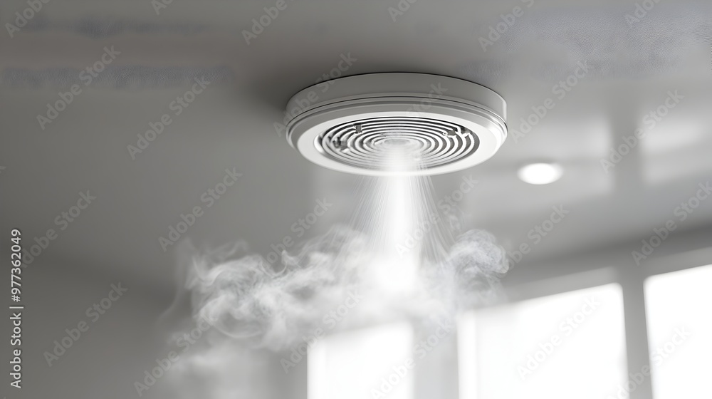 Indoor Fire Suppression System with Water Sprayer and Smoke Detector in ...