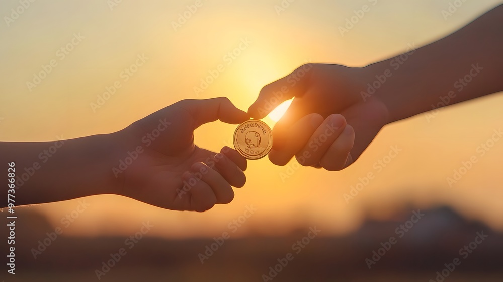 Hands Clasping a Medal in Unity: Two hands clasping a medal together ...