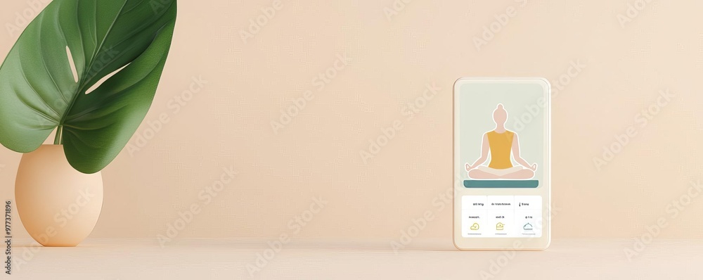 Interactive meditation app UI, calming earth tones, simple interface ...