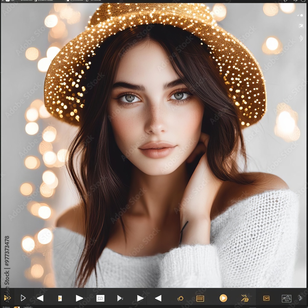 Minimalistic photo editing software UI, black and white theme with gold ...