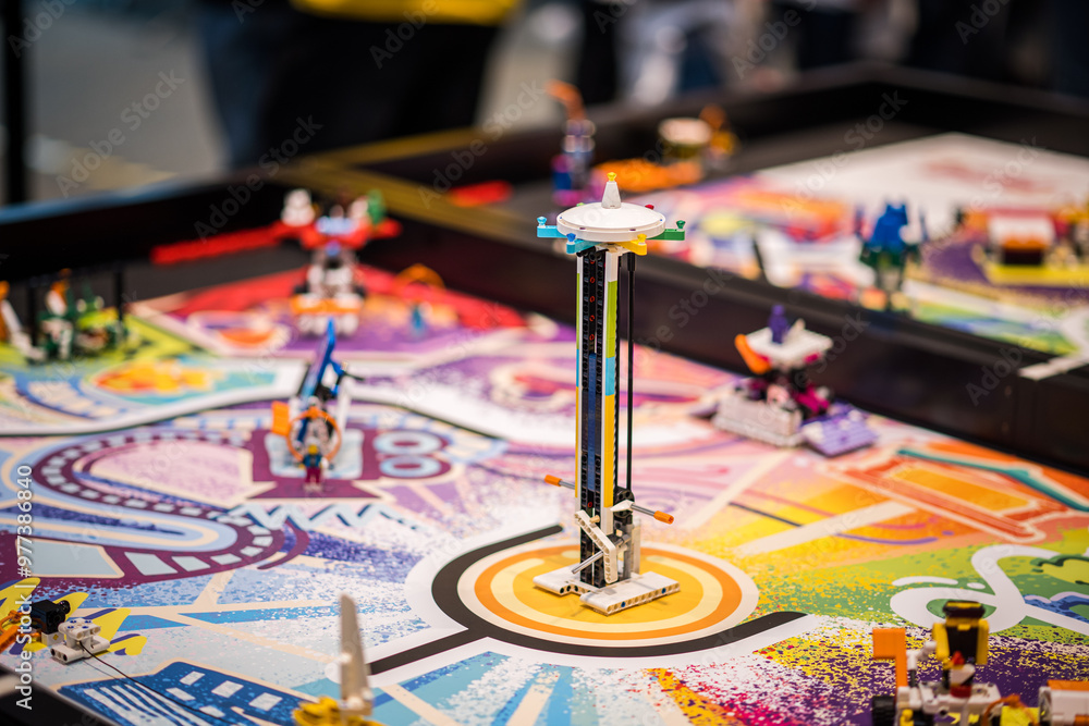 Bratislava, Slovakia - 03.09.2024: FLL - First Lego league structures ...