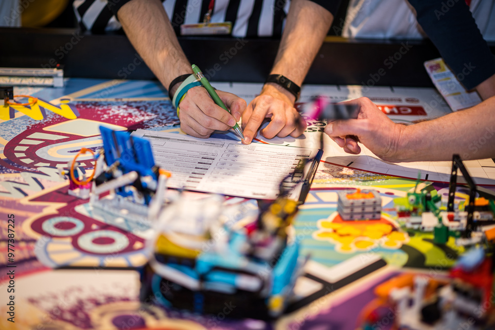 Bratislava, Slovakia - 03.09.2024: FLL - First Lego league structures ...