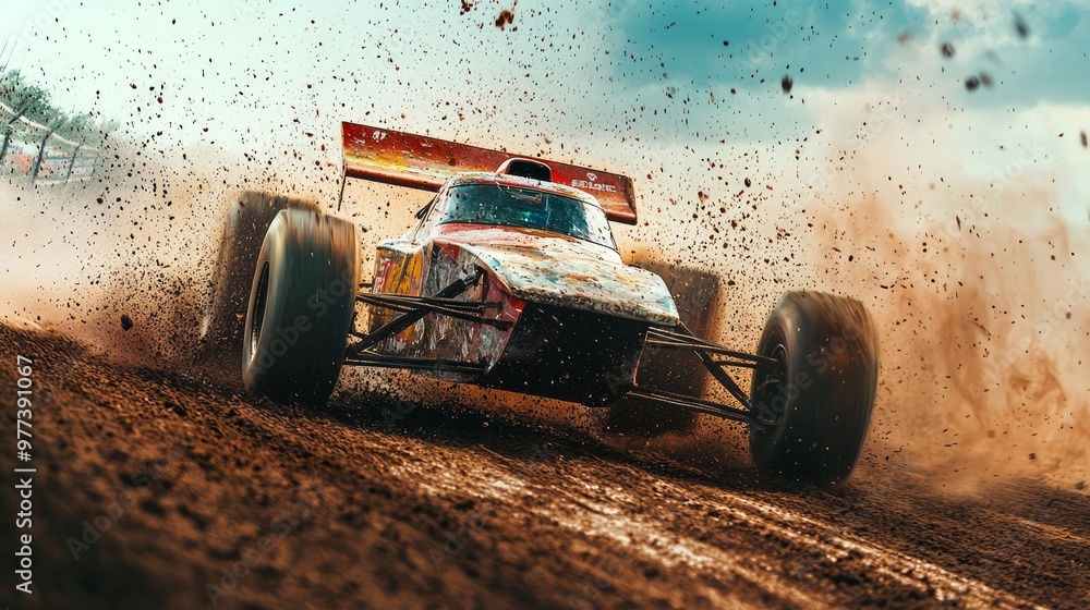 Adrenaline Rush: Stock Car Racing on Dirt Track with Determined Driver ...