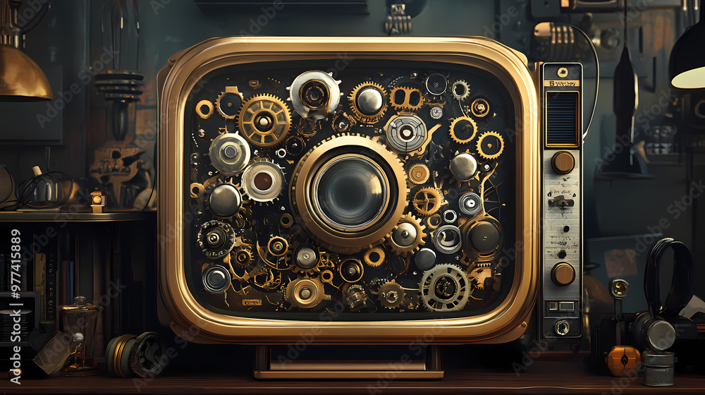 Retro tv reimagined as steampunk portal to alternate dimensions brass ...