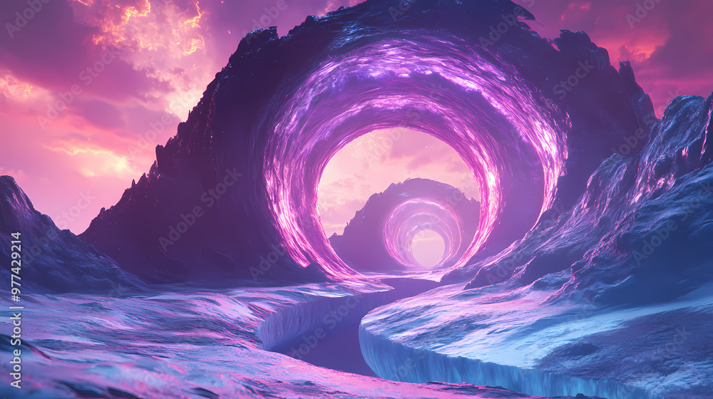 Travel between realms: interdimensional gateway in 3d art ...