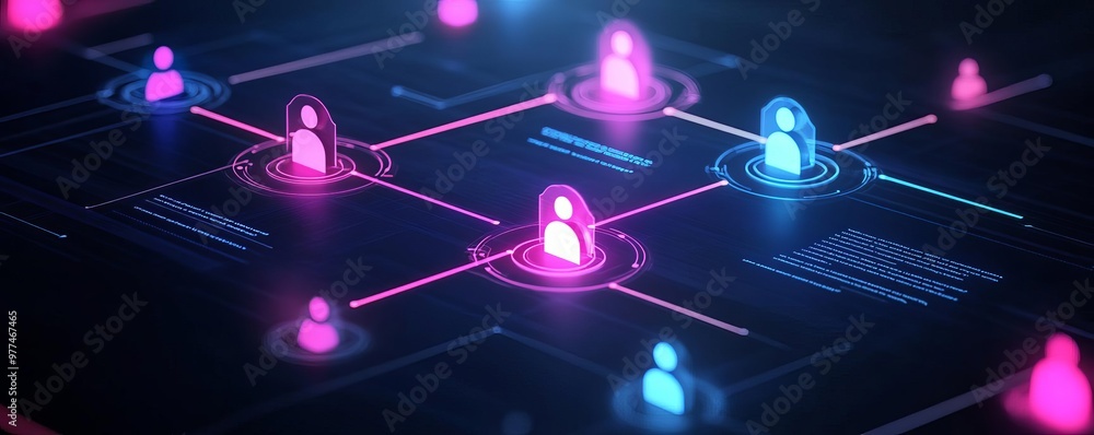 User journey visualization platform, digital pathways, glowing personas ...