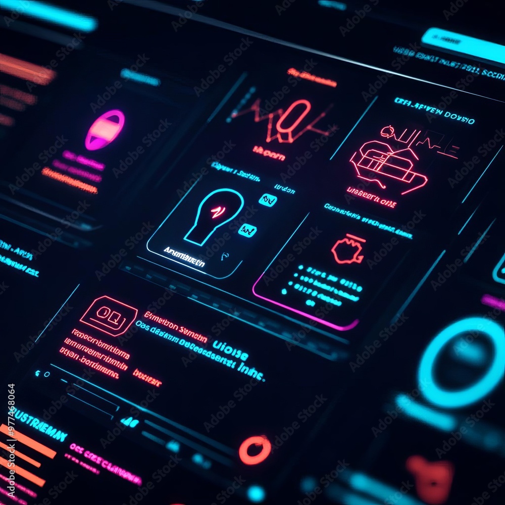 User persona dashboard, glowing demographic data, holographic ...