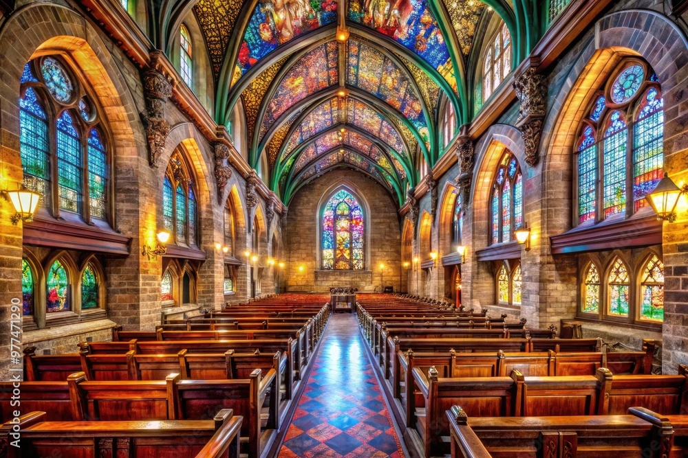 Historic stone walls surround a sea of pews, overflowing with ...