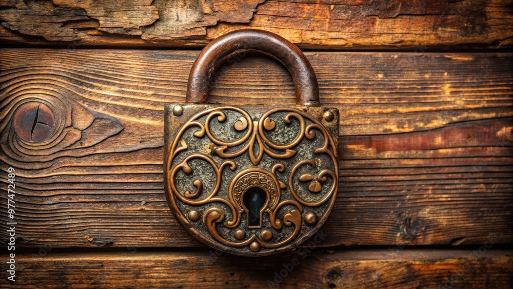 Vintage rusty lock with intricate design, perfect for adding a touch of ...