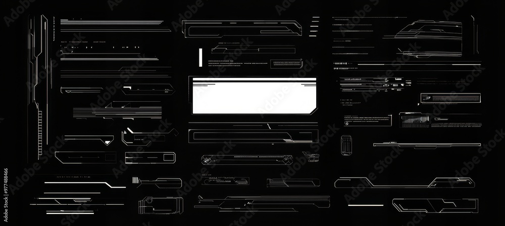 Set of digital futuristic HUD elements. Arrows, pointers, callouts ...